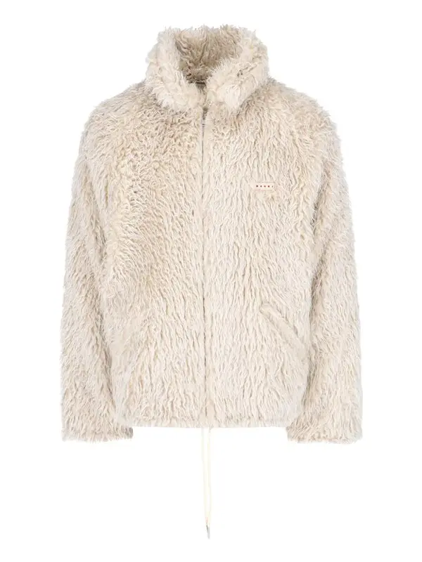 Marni Faux Shearling Hooded Jacket - Cream