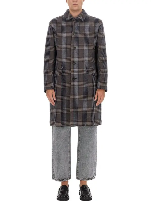 Etro Plaid Wool-blend Coat - Blue