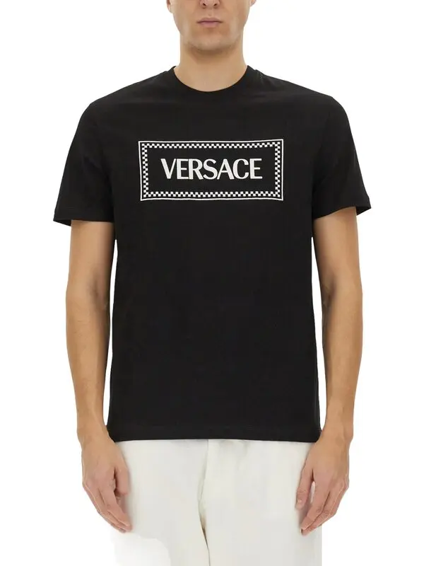 Versace T-shirt With '90s Vintage Embroidered Logo - Black