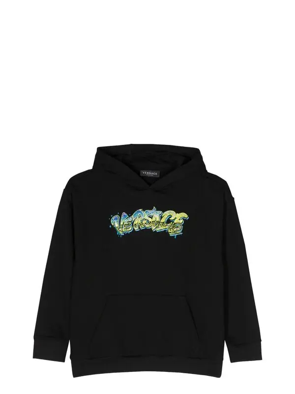 Versace Logo Hoodie - Black