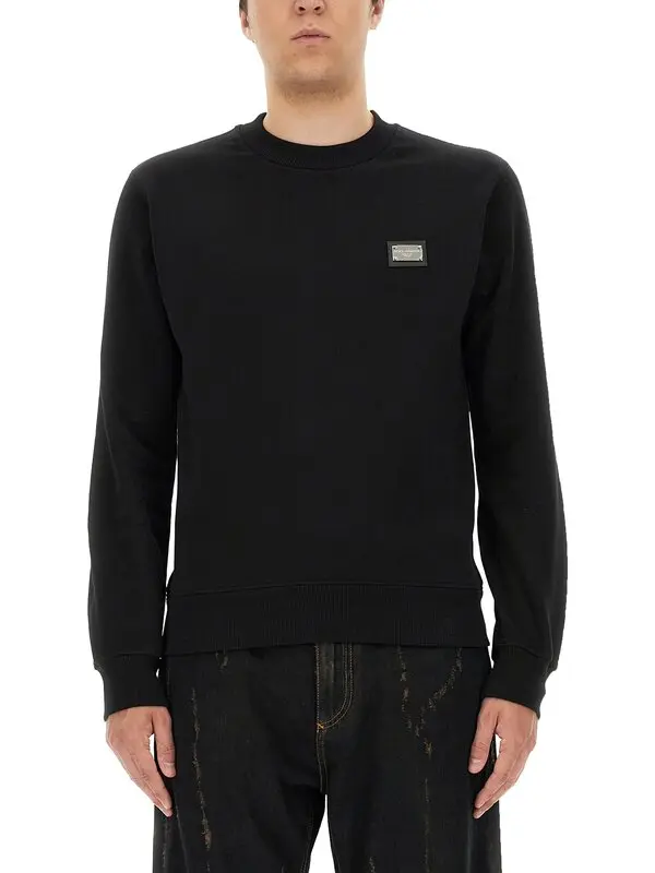 Dolce & Gabbana Sweatshirt With Logo Plaque - Black