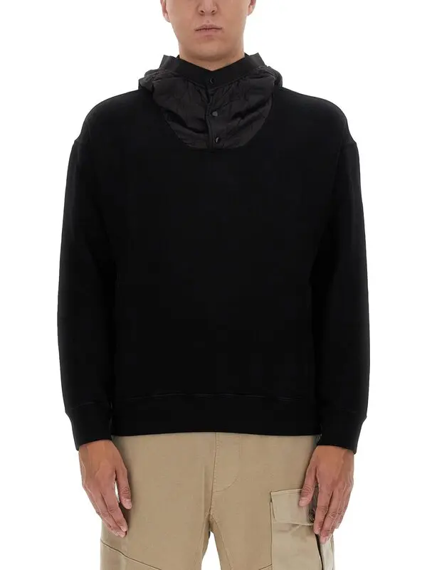 TEN C Hooded Cotton Blend Sweatshirt - Black