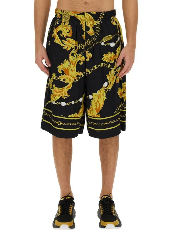 Versace Chain Couture Bermuda Shorts - Black