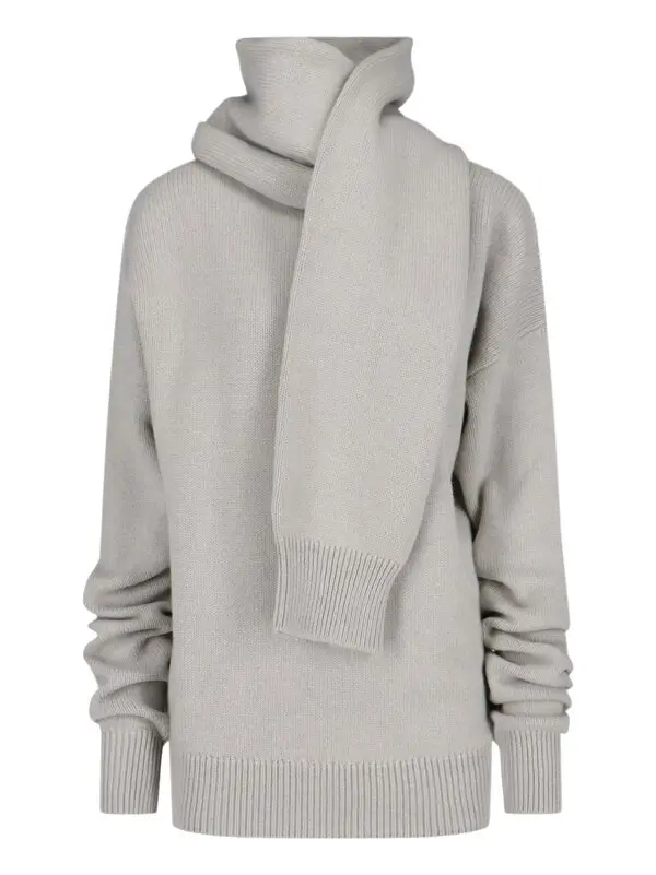 Calvin Klein Cashmere Sweater With Scarf - Gray