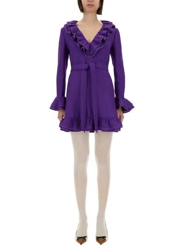 Valentino Garavani Crepe Couture Short Dress - Purple