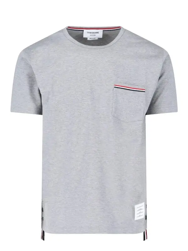 Thom Browne T-shirt Tricolour Details - Gray