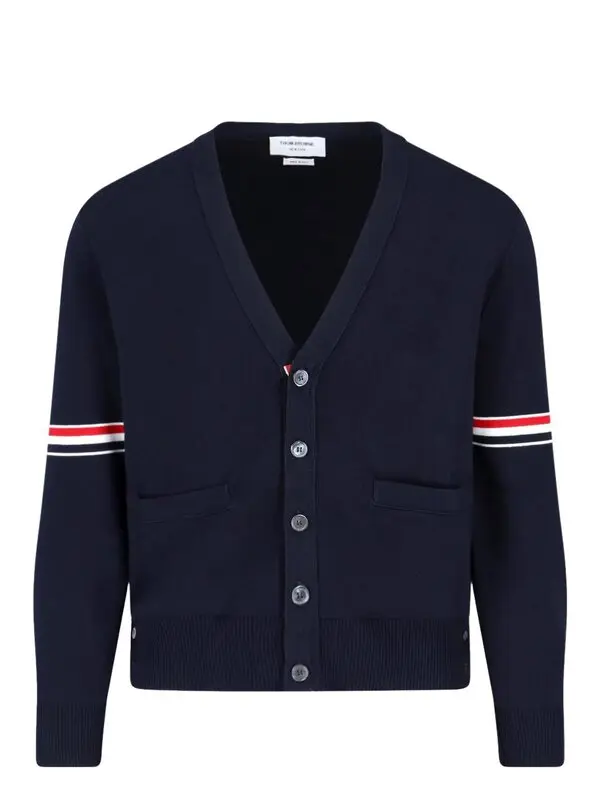Thom Browne Tricolor Detail Cardigan - Blue