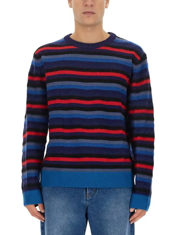 Paul Smith Striped Wool Blend Jersey - Blue