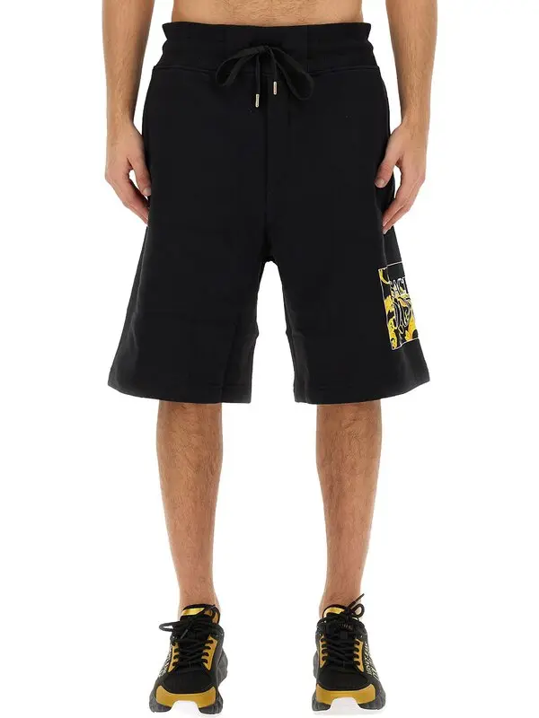 Versace Bermuda With Logo - Black