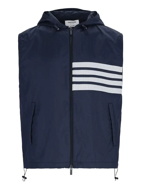 Thom Browne 4-bar Hooded Vest - Blue