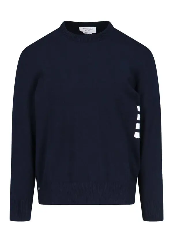 Thom Browne 4-bar Crew Neck Sweater - Blue