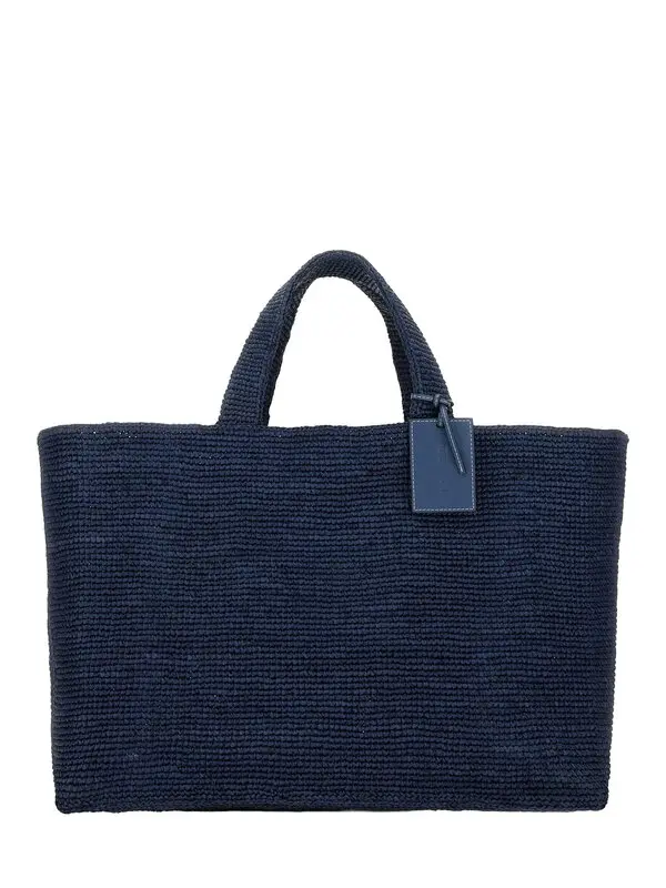 Manebí Large Raffia Tote - Blue