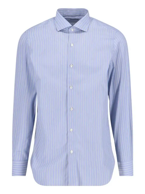 FINAMORE 1925 Milano' Striped Shirt - Light Blue