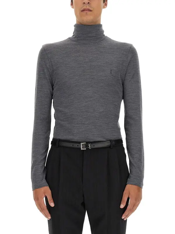 Saint Laurent Wool Jersey Turtleneck - Grey