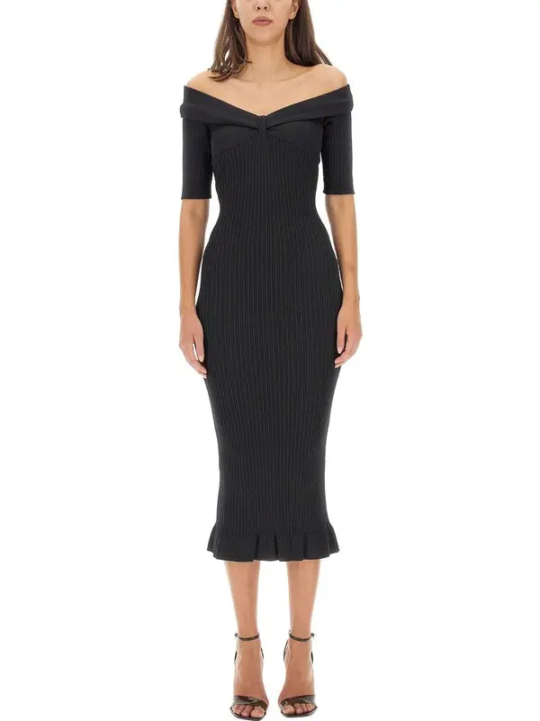 Philosophy Di Lorenzo Serafini Off-the-shoulder 3/4 Sleeve Dress - Black