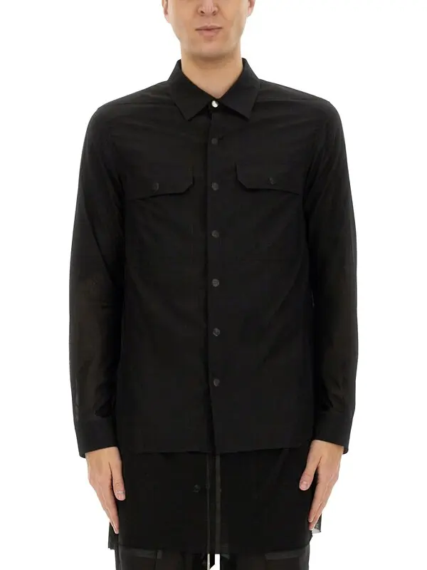 Rick Owens Outershirt In Celadon - Black