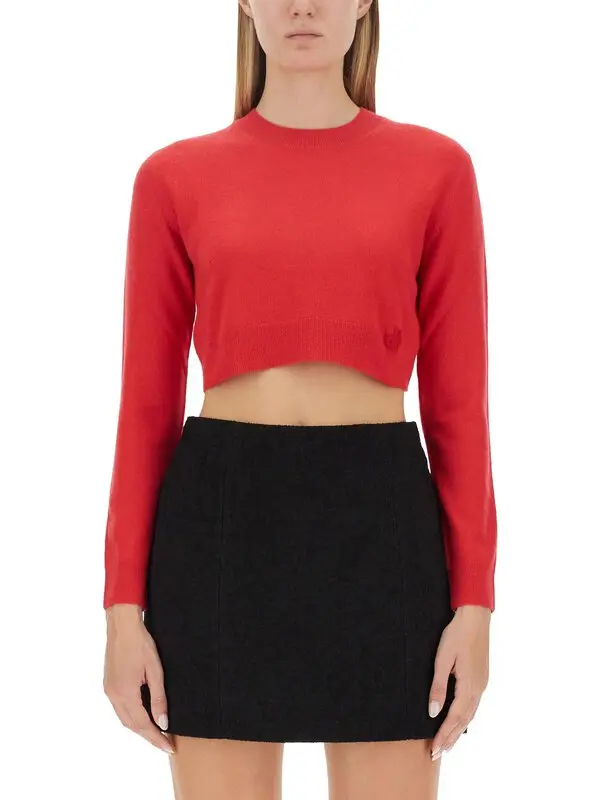 Patou Cropped Merino Wool Cashmere Shirt - Red