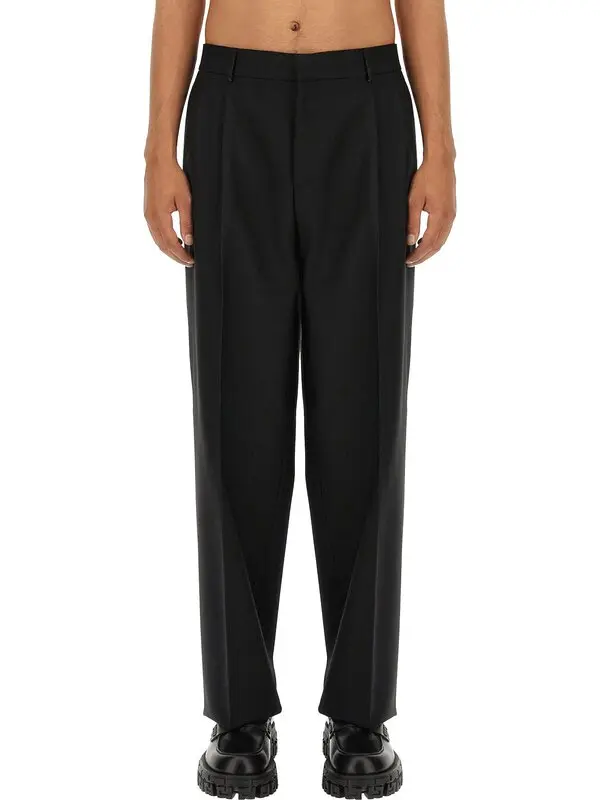 Versace Wide Leg Wool Pants - Black