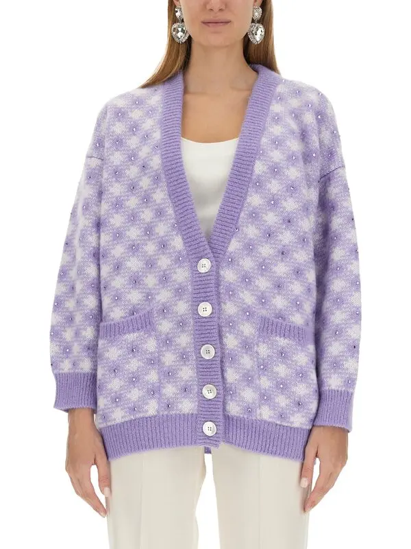 Alessandra Rich V-neck Cardigan - Lilac