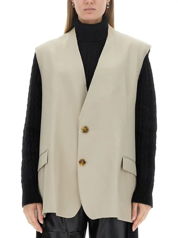 MAISON MARGIELA Single-breasted Oversized Vest - Beige