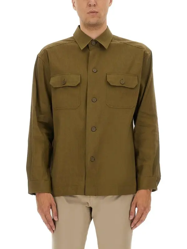 BOSS Stretch Linen And Viscose Shirt - Brown