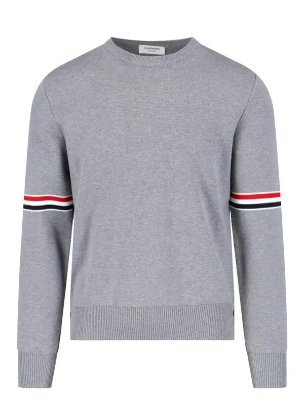 Thom Browne Tricolor Detail Sweater - Gray