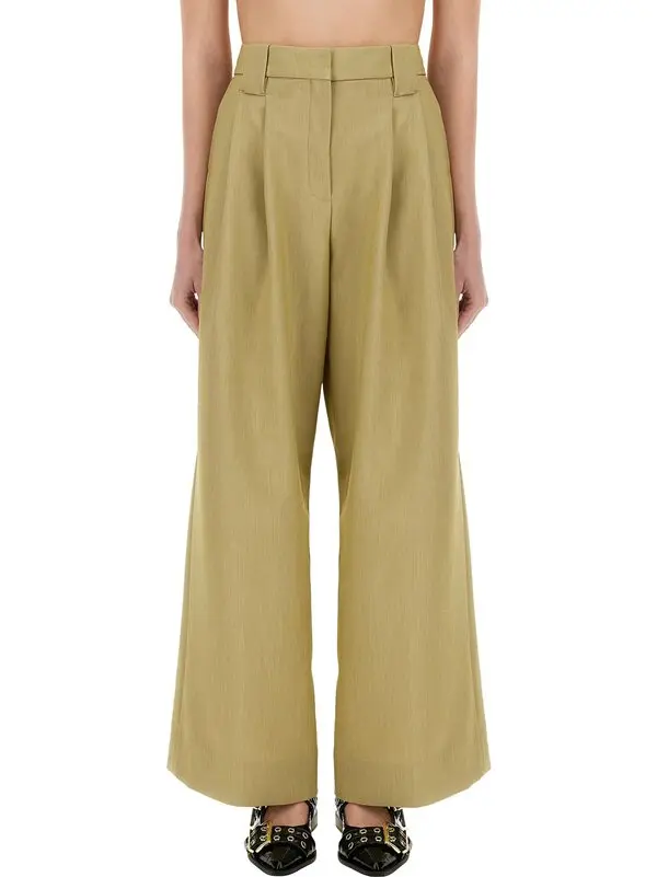 GANNI Twill Suit Pants - Beige