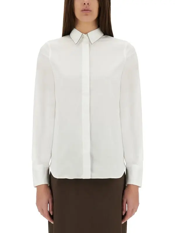 Brunello Cucinelli Collared Cotton Shirt - White
