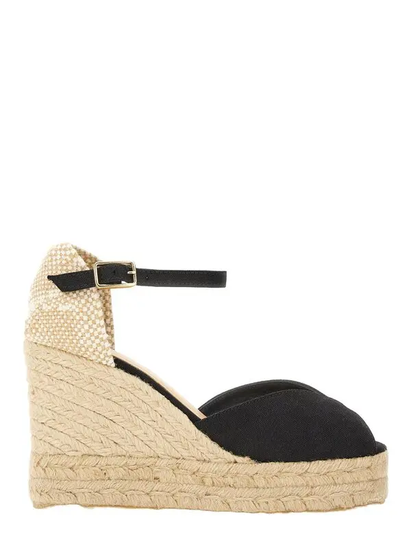 CastaÑer Sandalwood Espadrille Wedges - Black