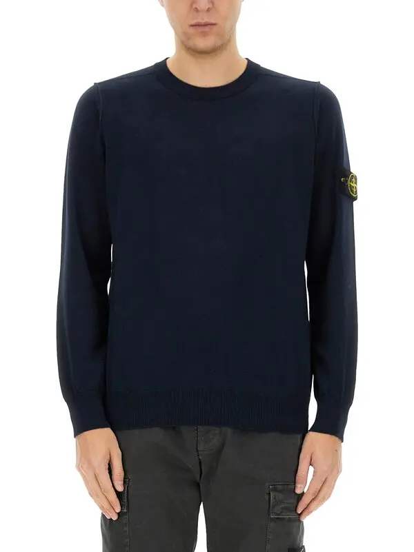 Stone Island Jersey With Logo - Blue