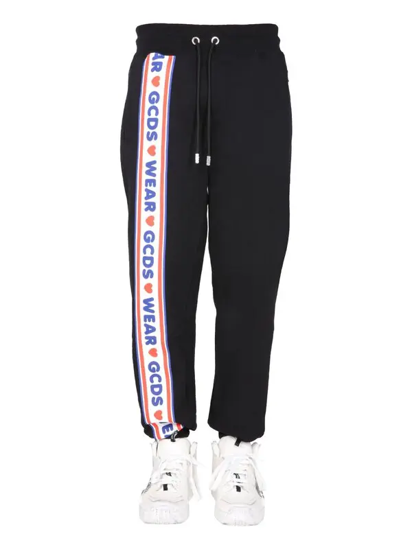 Gcds Jogging Pants With "cute Tape" Logo Band - Black
