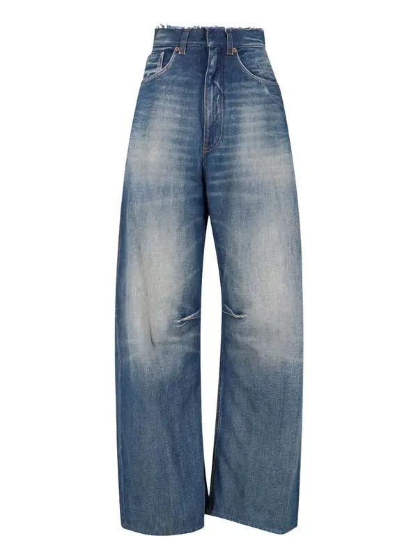 MAISON MARGIELA Fringed Wide Leg Jeans - Blue