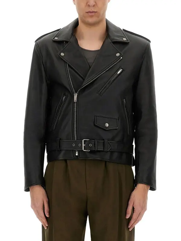 Saint Laurent Leather Biker Jacket - Black