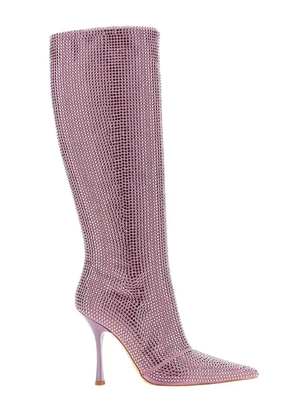 LEONIE HANNE X LIU JO High Heel Rhinestone Boots - Lilac