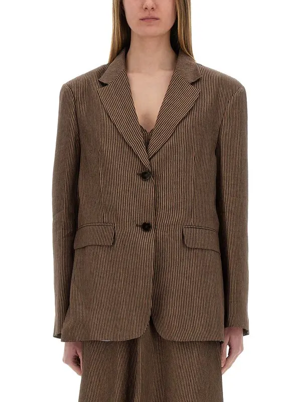 ALYSI Micro Stripes Blazer - Brown