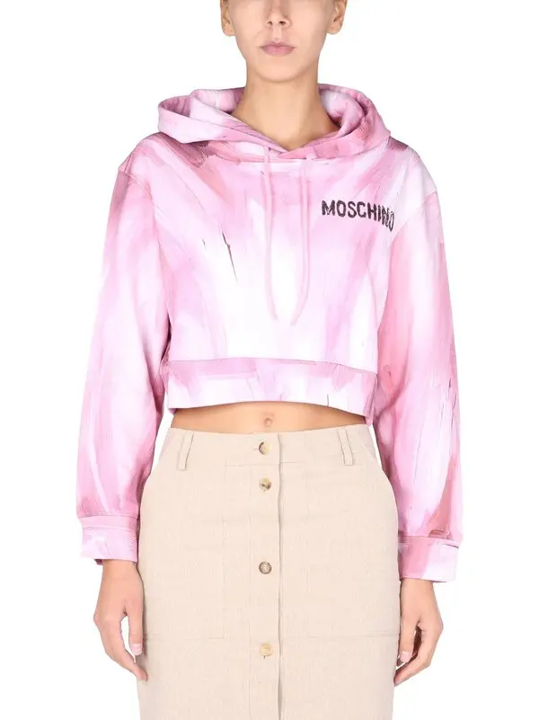 Moschino Art Theme Cropped Sweatshirt - Pink