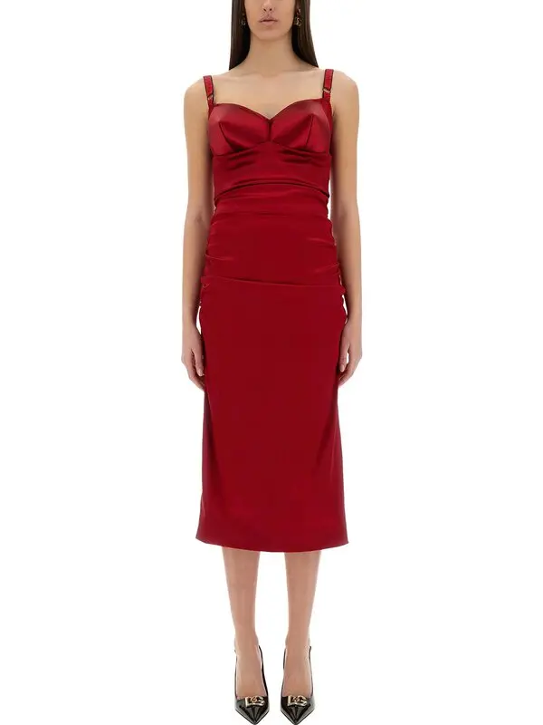 Dolce & Gabbana Longuette Dress With Cone Cups - Red