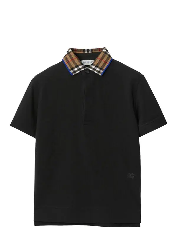 Burberry Check Collared Shirt - Black
