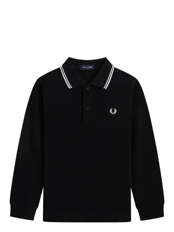 Fred Perry Twin Tipped Long Sleeve Polo Shirt - Black