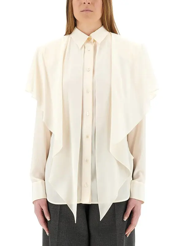 Stella McCartney Semi-transparent Shirt With Layered Panel - Ivory