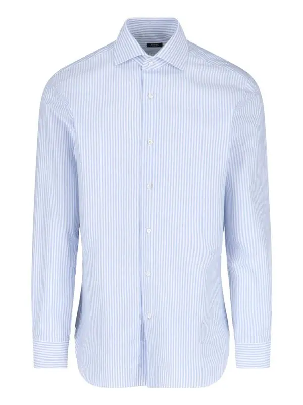 BARBA NAPOLI I' Striped Shirt - Light Blue