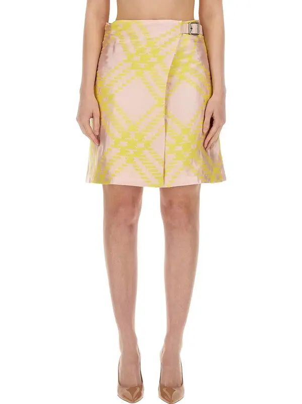 Burberry Checked Linen-blend Skirt - Multicolour