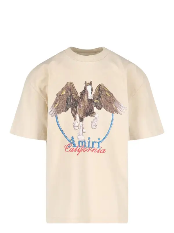 Amiri Pegasus" Logo T-shirt - Cream