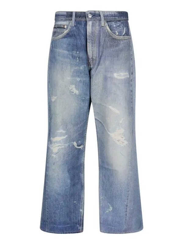 Our Legacy Digital Print Wide Leg Jeans - Light Blue