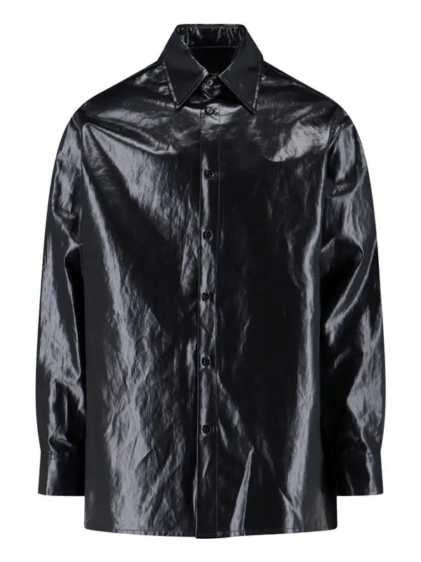 MAISON MARGIELA Coated Linen Shirt - Black