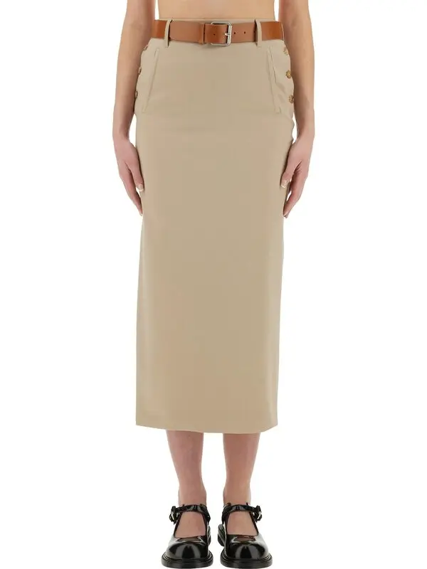 Moschino Tailored Twist Long Skirt - Beige