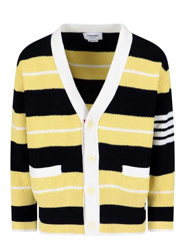 Thom Browne Striped Cotton Cardigan - Yellow