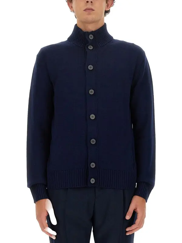 BALLANTYNE Turtleneck Cardigan - Blue