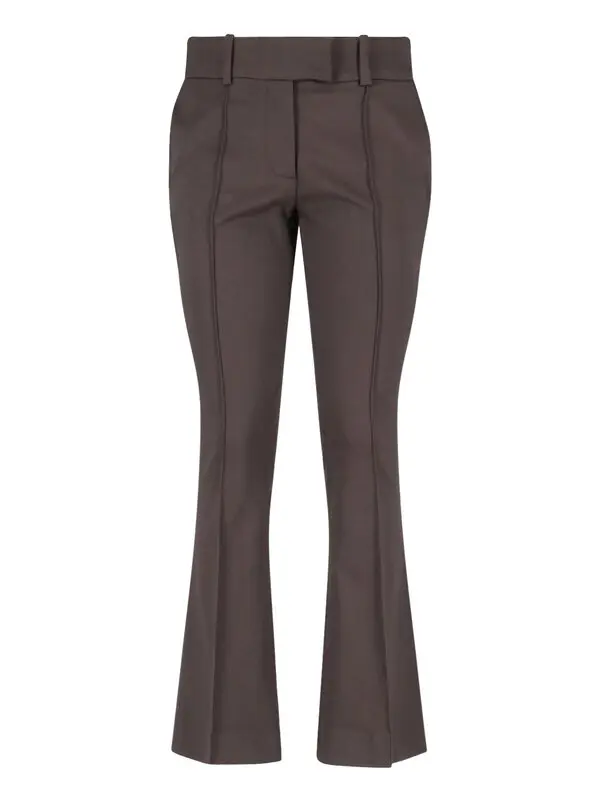 Attico Virgin Wool Bootcut Trousers - Brown