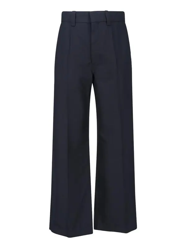 LEMAIRE Wool Twill Wide Leg Trousers - Black